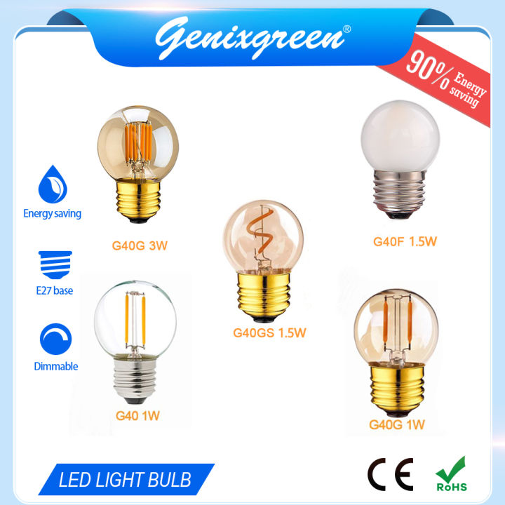 G40 E27 LED Mini Globe Light Bulb 1W 3W Edison Filament Bulb Warm White ...
