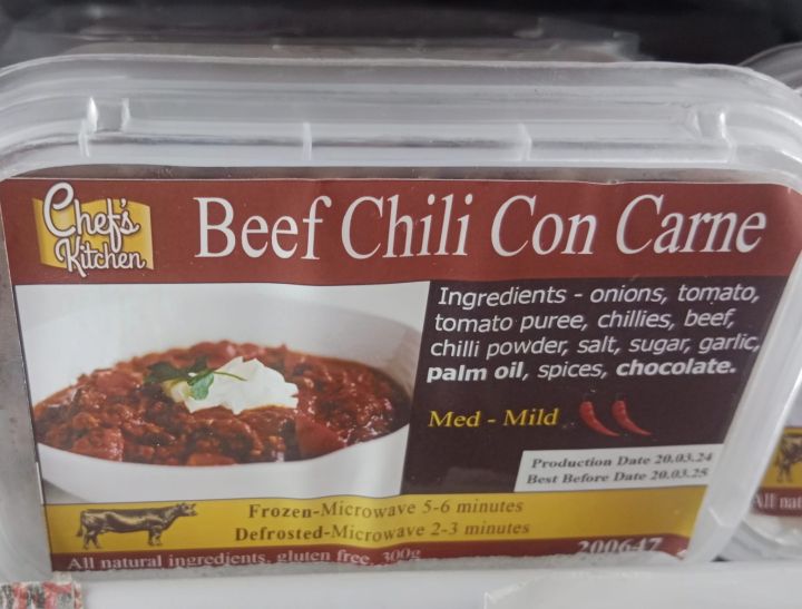 CHEF'S KITCHEN Homemade Beef Chilli / Chili Con Carne * 4 PACK * INC. POLY BOX AND FROZEN GEL ...