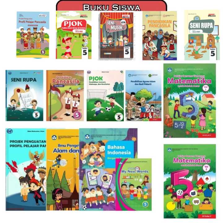 Buku Kelas 5 SD kurikulum merdeka , BAHASA INDONESIA, MTK, BAHASA ...