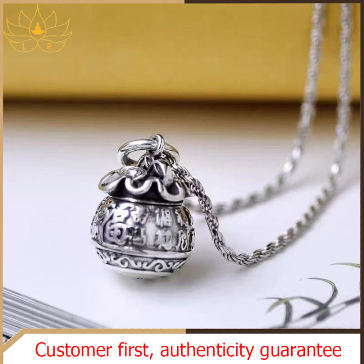 LR-S925 Bạc May Mắn Túi Tiền Mặt dây chuyền có thể mở wanfu Túi Mặt dây chuyền nam giới và phụ ...