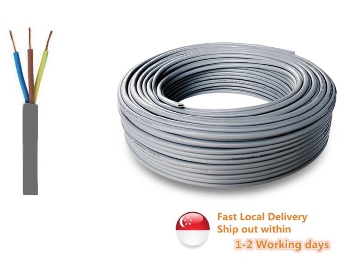 3 Core x 40/0076 Grey PVC Flexible Wire Supply Electrical Cable ...