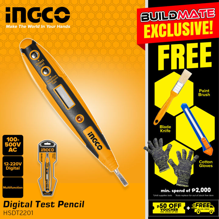 INGCO ORIGINAL Digital DC and AC Tester Pencil HSDT2201 BUILDMATE - HT2 ...