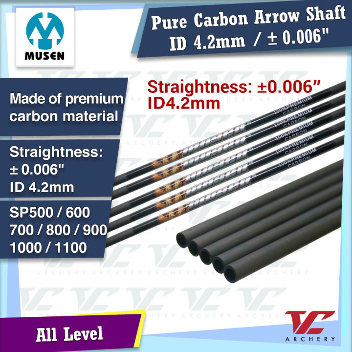 V Club Archery Musen Pure Carbon Arrow Shaft - ID4.2mm - Straightness 0 ...