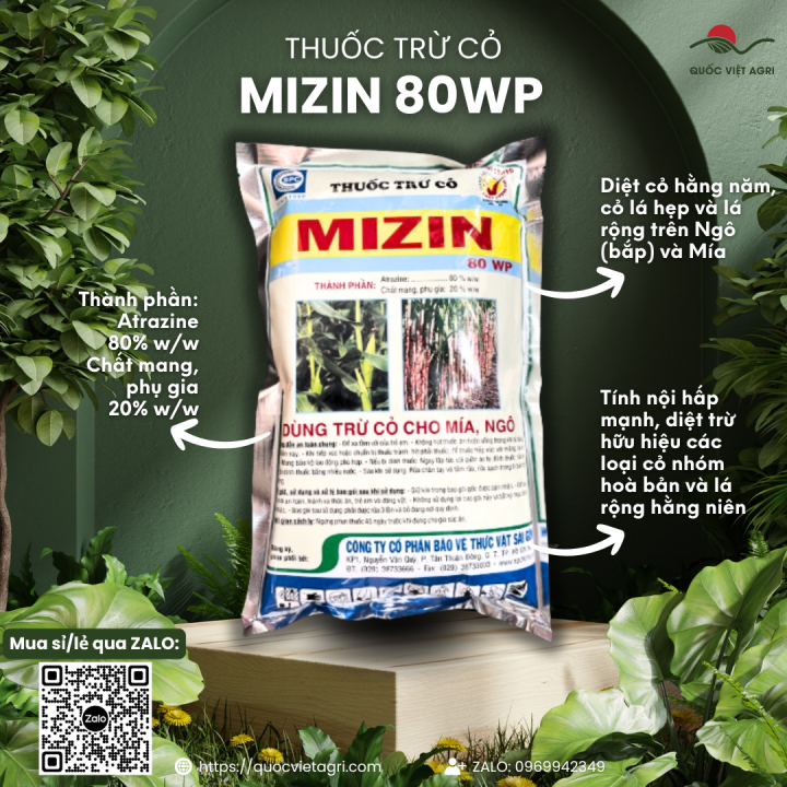 Thuốc trừ cỏ MIZIN 80WP (gói 500g) - Atrazine 80% w/w Chuyên trừ cỏ Bắp ...