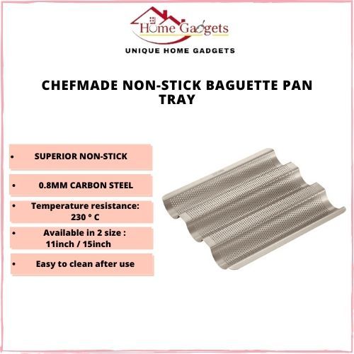 CHEFMADE Perforated Baguette Pan, Non-stick French Bread Pan Baguette ...