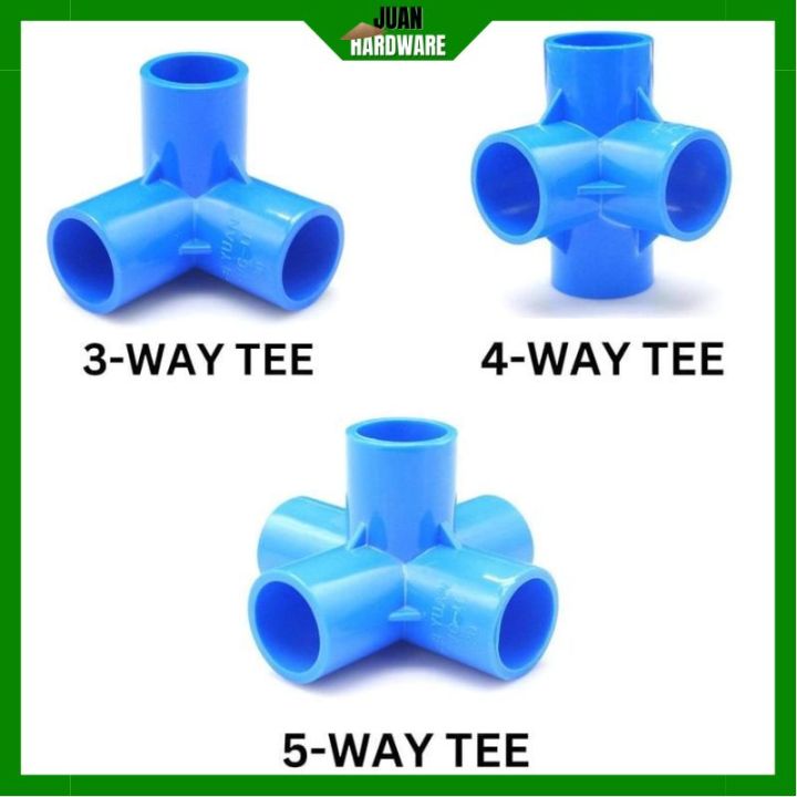 PVC Blue Fittings 3 Way Tee , 4 Way Tee, 5 Way Tee 1/2" 3/4" 1 ...