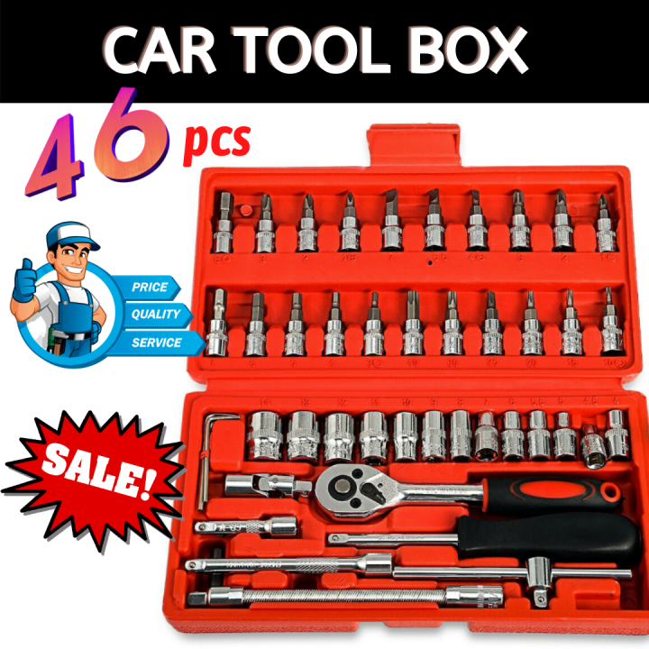 46 Pcs Automotive Tools Mechanic Tools Set Mekaniko Tools, Car ...