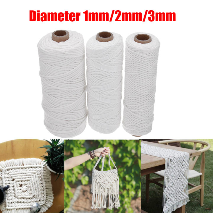 1mm/2mm/3mm White Cotton Cord Craft Macrame Natural Twisted String Rope ...