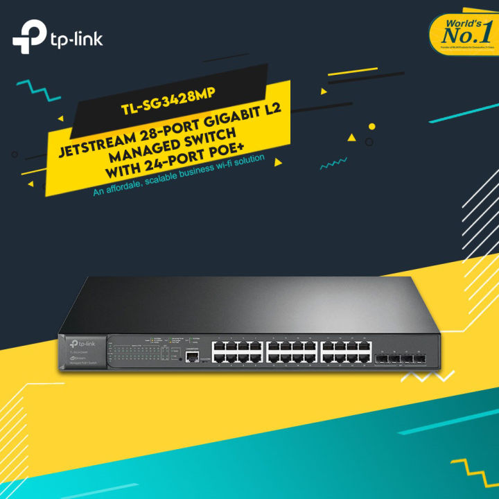 tp-link TL-SG3428MP JetStream 28-Port Gigabit L2 Managed Switch with 24-Port PoE+ | Omada Cloud ...