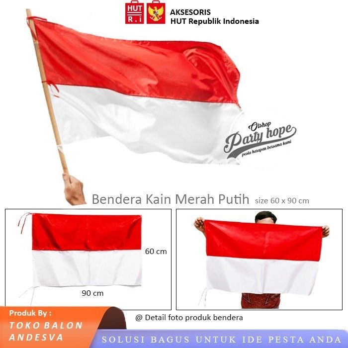 [60x90cm] Bendera Merah Putih indonesia / Bendera Kain Merah Putih ...