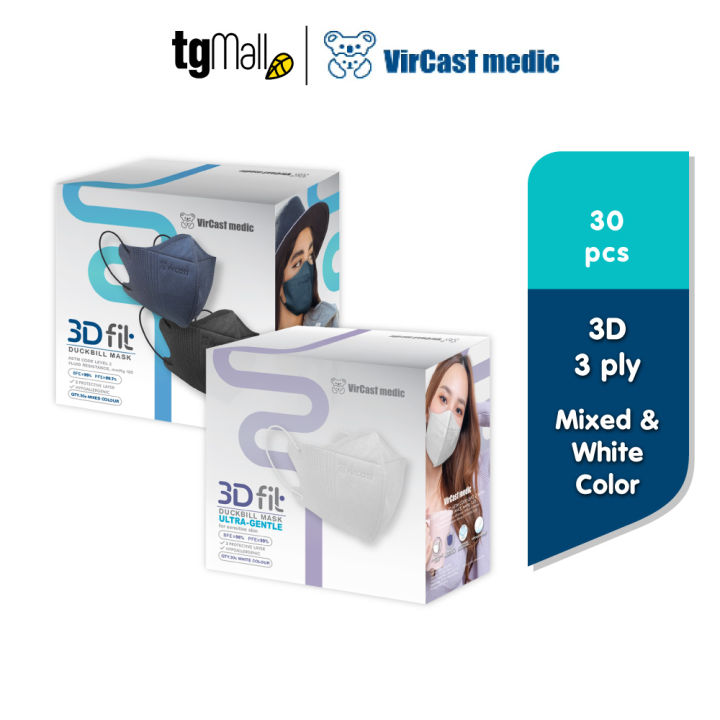 VIRCAST MEDIC 3D Fit Duckbill Ultra-Gentle Medic Mask - White / Denim ...