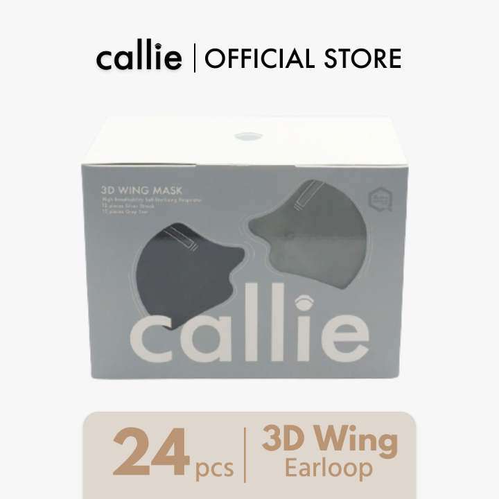 Callie 3D Wing Earloop Face Mask - Antibacterial Grey Star & Silver ...