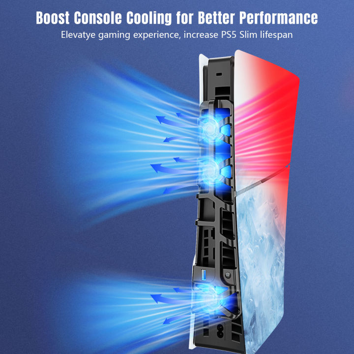 NEW For PS5 Slim Cooling Fan with LED Light Cooling System High Speed ...
