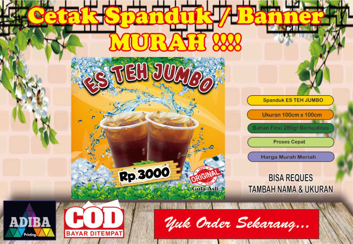 Spanduk Banner Es Teh Jumbo 100 cm x 100 cm | Lazada Indonesia
