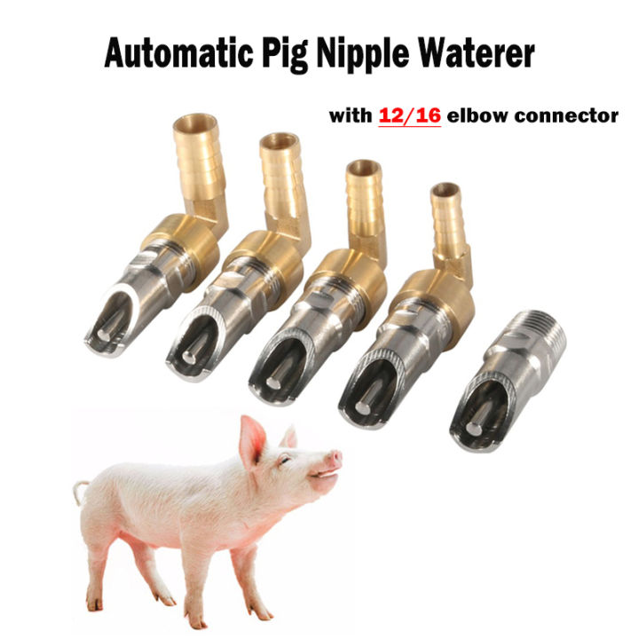 Automatic Pig Nipple Drinker Waterer Stainless Steel 1/2" NPT Piglet ...