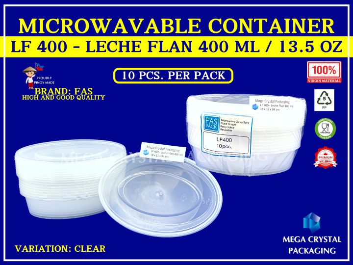 [ 10 Pcs. ] Microwavable Container LF 400 - Leche Flan 400 ml / 13.5 oz ...