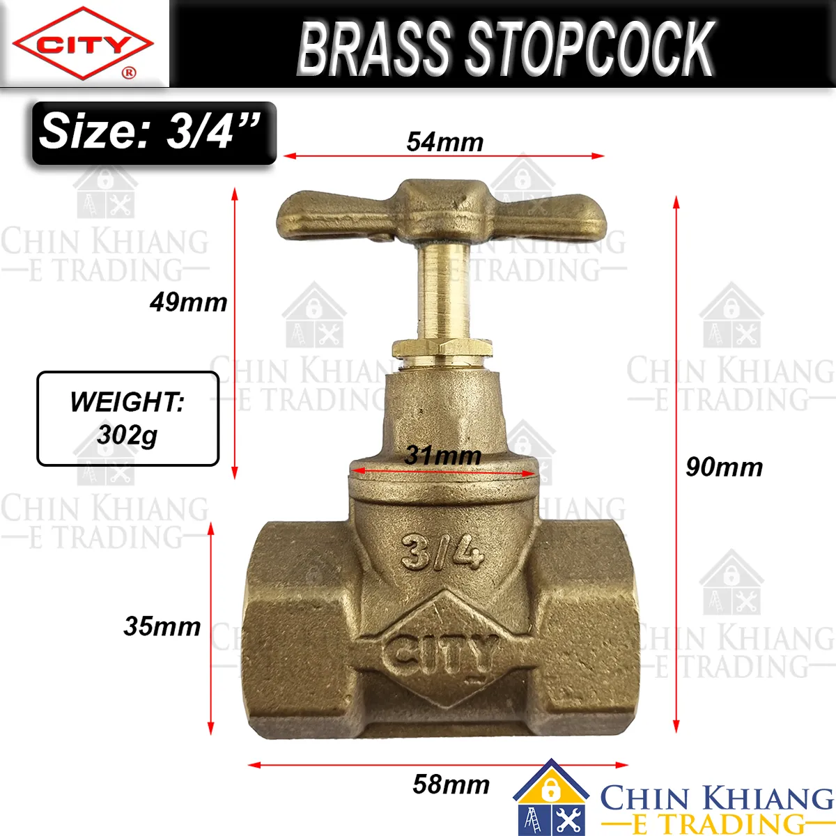 CITY Brass Stopcock Water Gate Valve Stop Cock 1/2" | 3/4" | 1" | Lazada