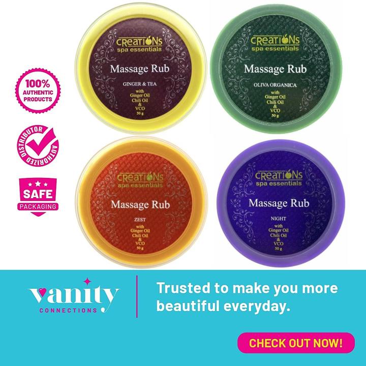 Creations Spa Massage Rub Ginger Tea Night Oliva Organica Zest 50g ...