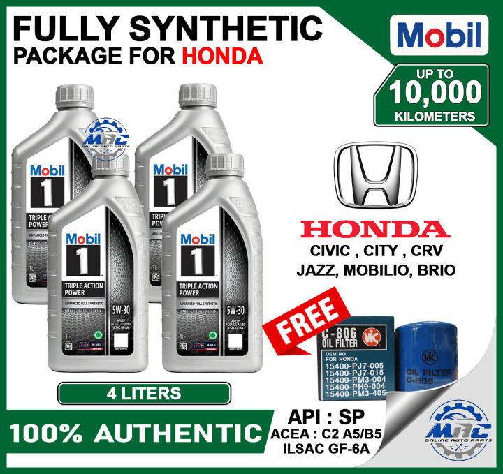 Mobil 1 triple action power 5w-30 4 liters HONDA CITY , CIVIC , JAZZ ...