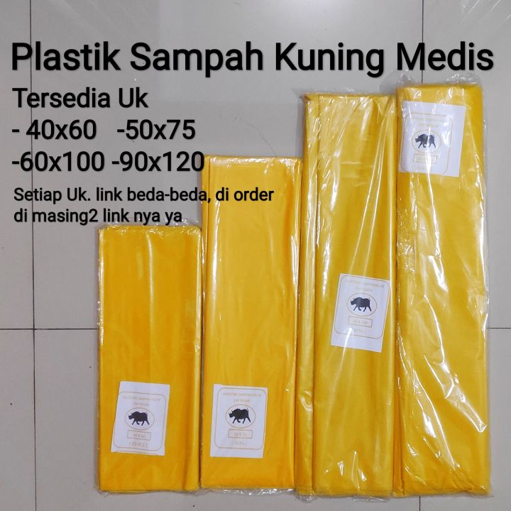 Plastik sampah kuning uk 90x120 (isi 8pcs) / 60x100 (isi 15pcs)/ 50x75 ...