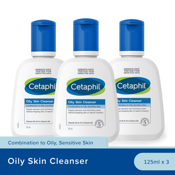 Cetaphil Oily Skin Cleanser 125ml Bundle Of 3 [for Sensitive Pimple