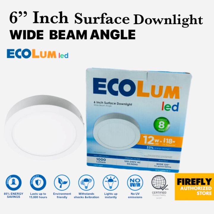 ECOLUM LED 6" Inch Surface Downlight Wide Beam Angle 12W-DAYLIGHT ...