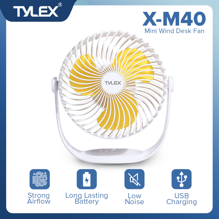 TYLEX X-M40 7 Inches Portable 360° Rotation Mini Wind Desk Fan | Lazada PH