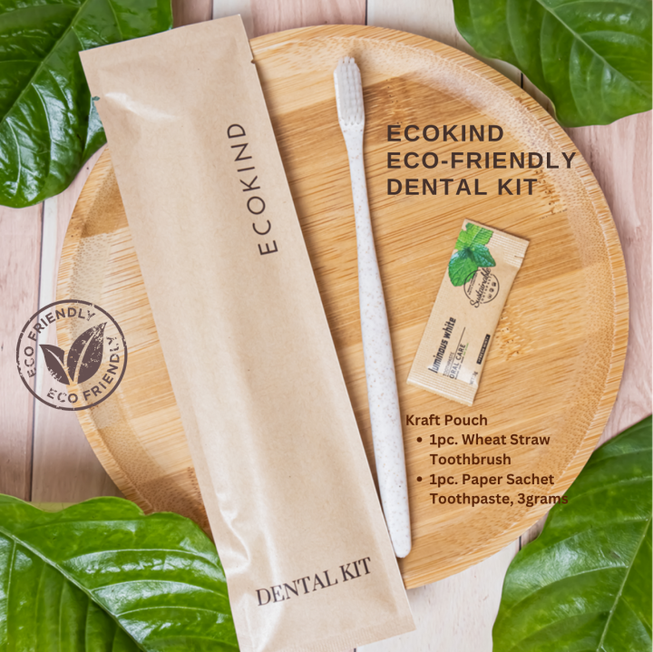 Eco-friendly Dental Kit Wheat Straw Toothbrush 3g Eco Toothpaste ...