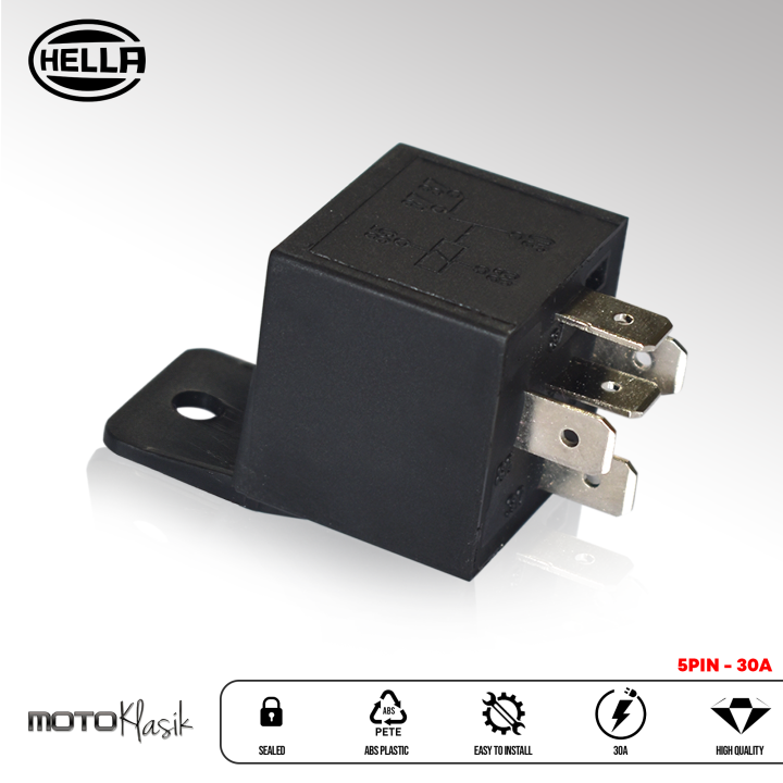 HELLA 5-PIN HORN RELAY 12V DUAL OUTPUT 12 VOLTS 30A UNIVERSAL FOR ...