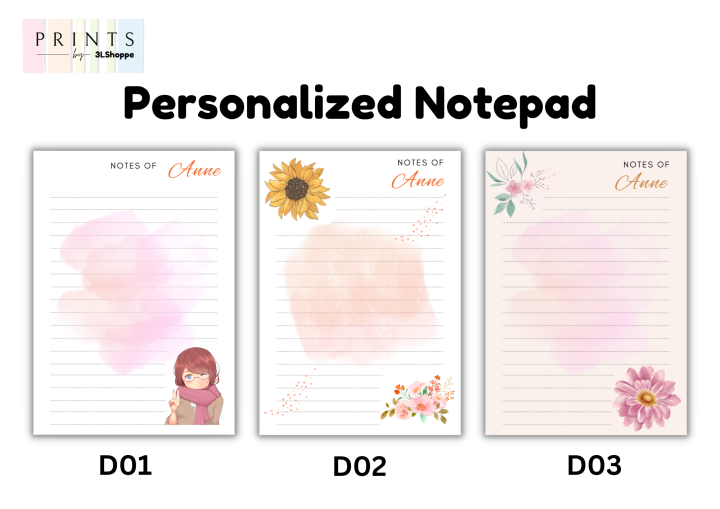 50 and 40 Sheets 80 gsm Customized Personalized Notepads Memopad ...