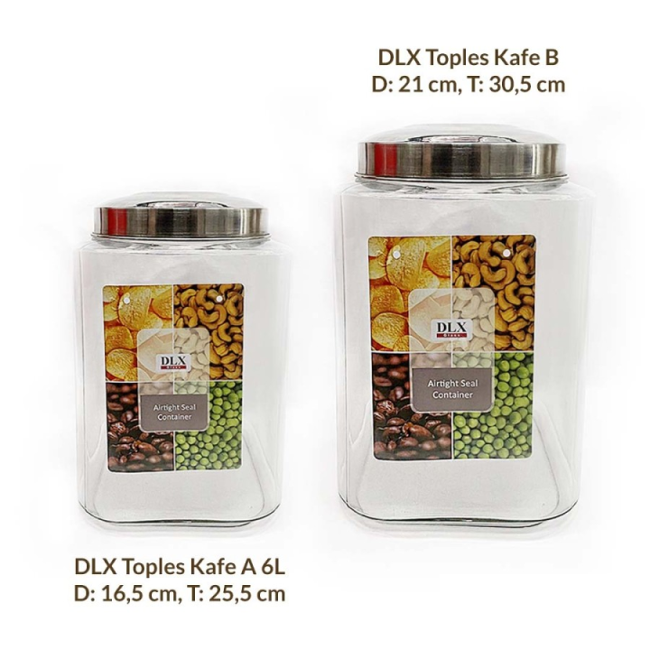 Toples Cafe B Persegi | Kotak 9 Liter | Toples Kaca DLX | Lazada Indonesia