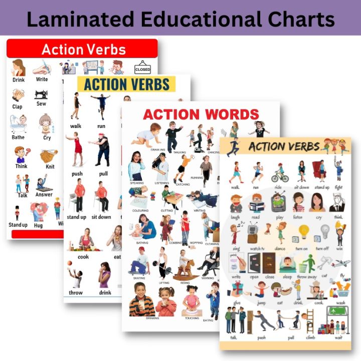 COD Laminated Action Words Charts, Verbs Charts, Daily Routine Charts ...