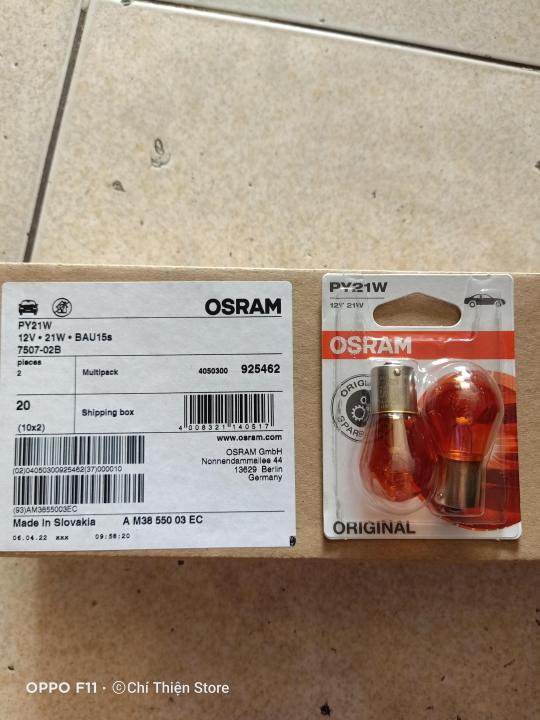 Combo 2 Bóng Đèn Sau 1 Tim OSRAM Original PY21W 7507-02B 12V 21W (Chân Xéo) - Nhập Khẩu Chính ...