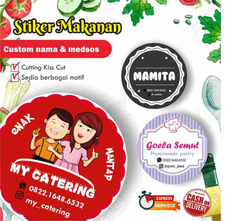 Stiker bulat / Stiker kemasan makanan / Label Makanan / Label minuman ...