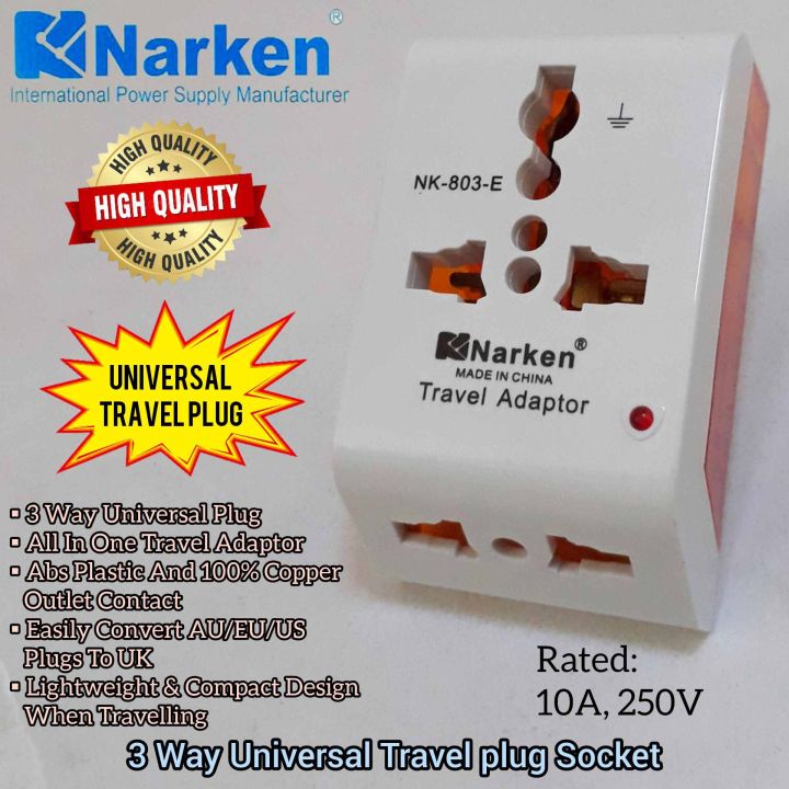 3 Way International Universal Multi Adaptor For Travel Plug Socket ...