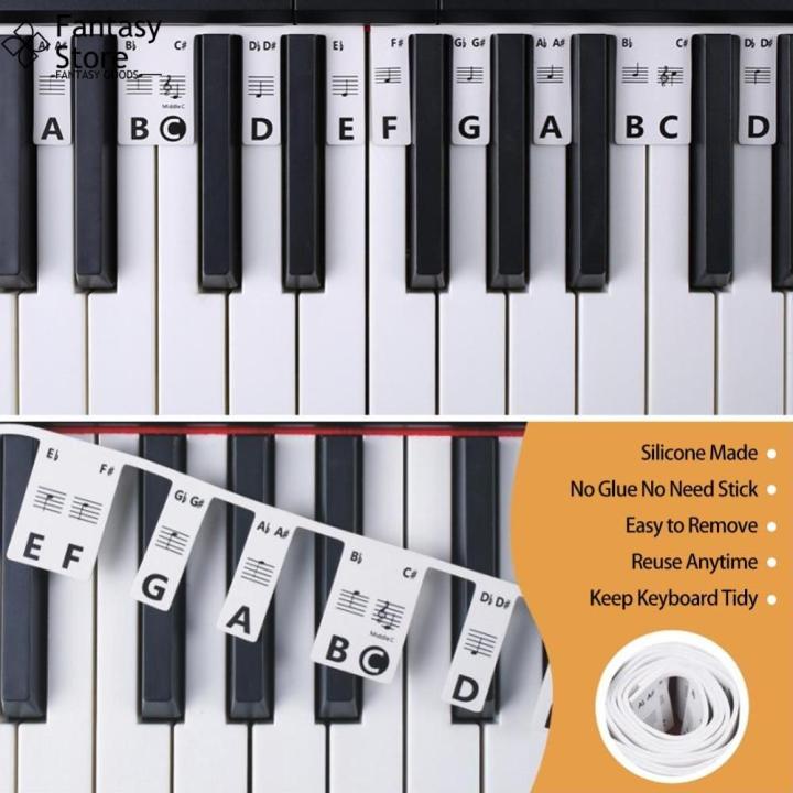 FG 88/61Keys Reusable Silicone Piano Keyboard Note Labels Guide Labels ...