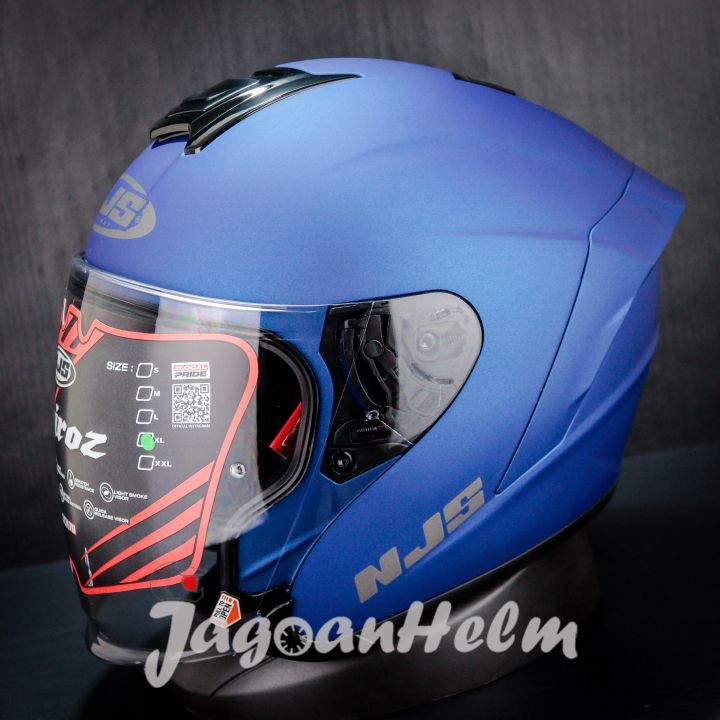 Helm NJS Kairoz Solid Midnite Blue Doff Half Face Single Visor | Lazada ...