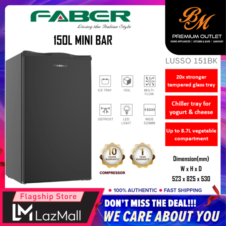 Faber [ LUSSO 151BK ] Refrigerator 150L Multi-Flow Single Door Fridge ...
