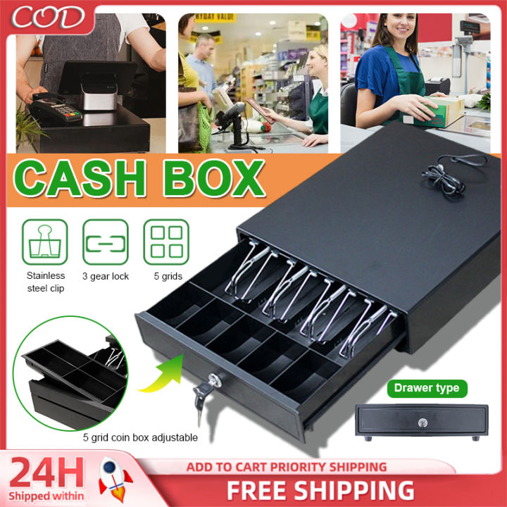 Cashier Money Box Heavy Duty Electronic Cash Drawer Box Case Storage ...