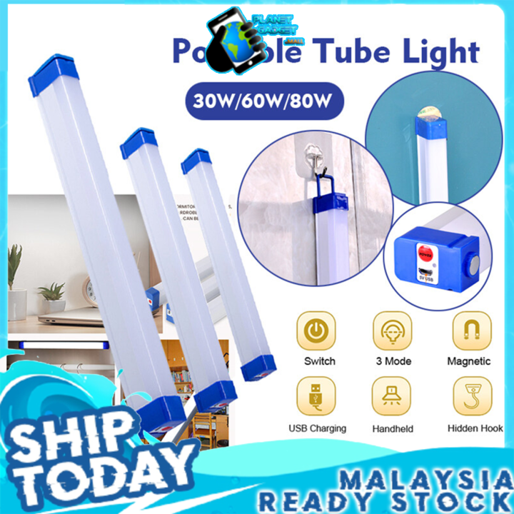 Led Light Tube 30W 60W 80W T5 USB Rechargeable Outdoor Light Night Market Light Lamp Portable ...