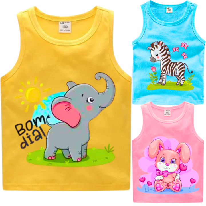 1PC Colored Sando Shirt Tops Pambahay Summer Cute Animal ZOO Character ...