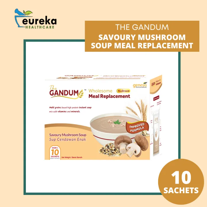 THE GANDUM WHOLEMEAL MEAL REPLACEMENT (SAVOURY MUSHROOM) 50G X 10 ...