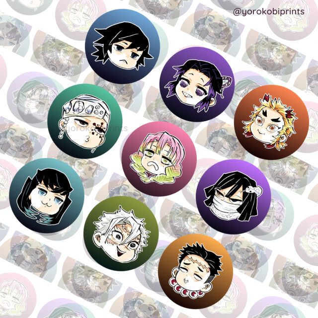 Demon Slayer: Kimetsu no Yaiba - Hashira - Button Pin / Pin Badge ...