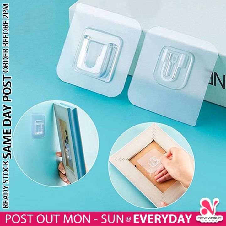 𝗣𝗨𝗡𝗖𝗛 𝗙𝗥𝗘𝗘 》Transparent Adhesive Stainless Steel Wall Hook Heavy Duty ...