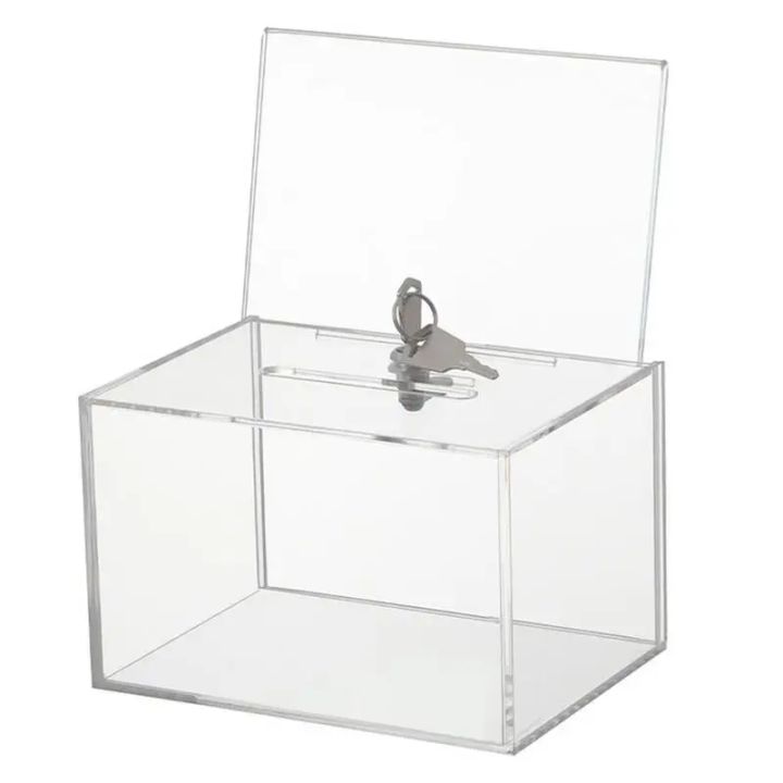 【Chat-support】 Donation Collection Box Perspex Charity Box With Keylock ...
