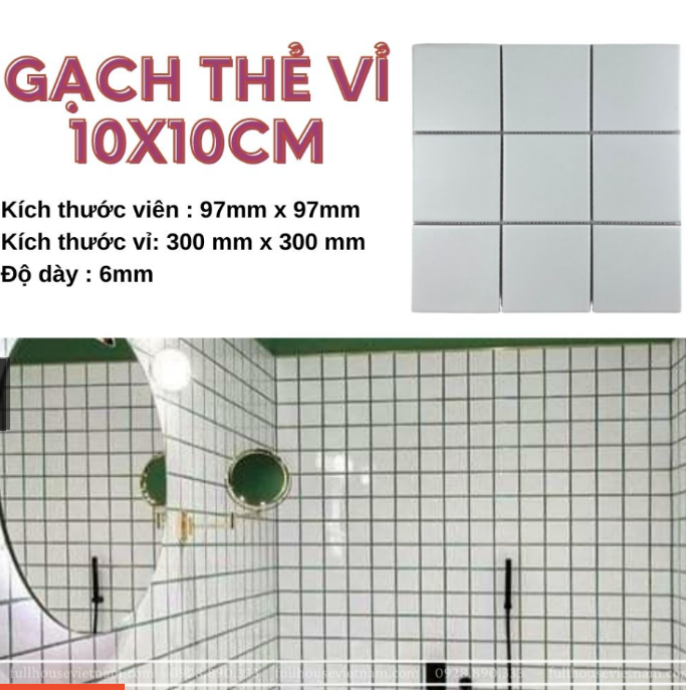 Gạch thẻ gắn lưới 10×10cm ốp tường trang trí nội, ngoại thất nhập khẩu ...