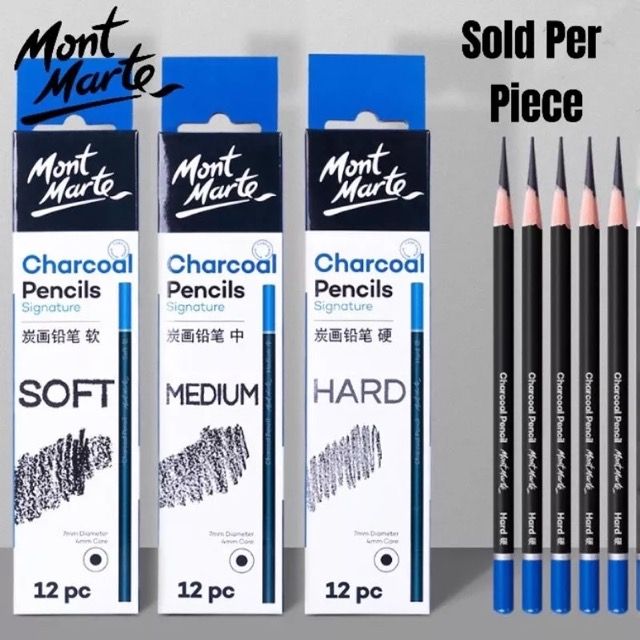 [Sold by Piece] Mont Marte Charcoal Pencil [Soft/Medium/Hard] | Lazada PH
