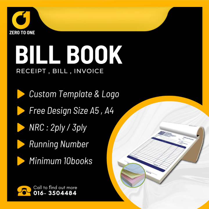 Custom BILL BOOK A4 / A5 | (2ply, 3ply NCR) Customized Company Bill ...
