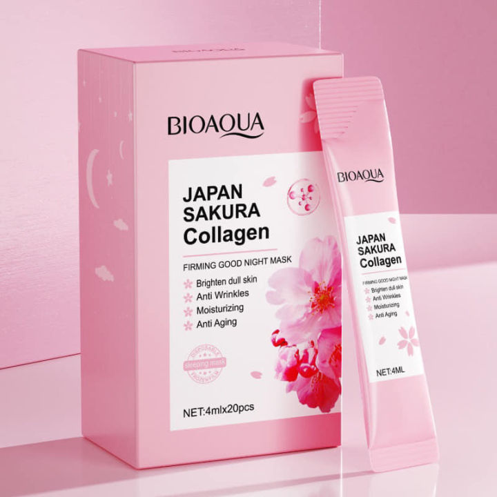 Original BIOAQUA 20pcs/Box JAPAN SAKURA Collagen Mask Sleeping Mask ...