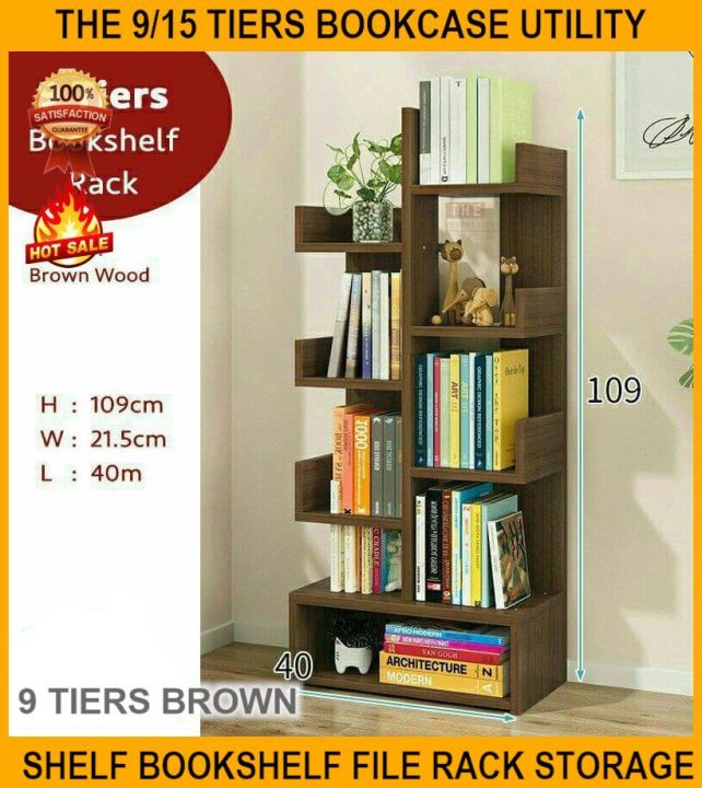 The 9/15 Tiers Bookcase Utility Shelf Bookshelf File Rack Storage Rack ...
